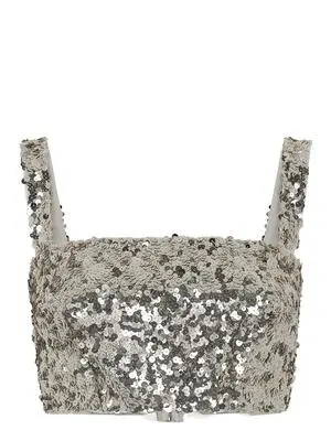 Dolce & Gabbana Sequin-embellished Cropped Top - Gold