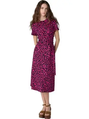 Diane Von Furstenberg Cheyenne Midi Dress - Laser Rose Mini Indian Pink