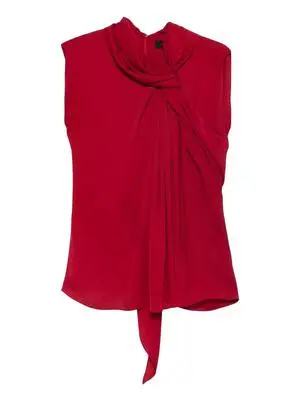 LANVIN Draped Sleeveless Blouse - Red