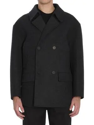 Fendi Virgin Wool Pea Coat - Grey