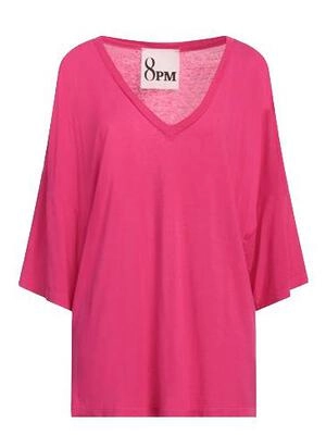 8PM Viscose And Linen T-shirt - Fuchsia