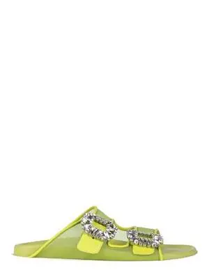 ROGER VIVIER Sandals In Textile Fibers And Leather - Green