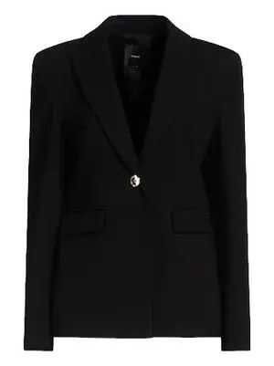 Pinko Single-breasted Blazer With Brand Logo - Black