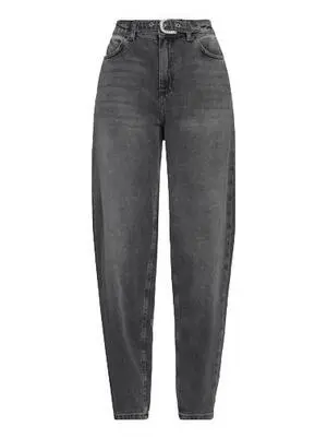 LIU •JO Cotton Denim Tapered Jeans - Grey