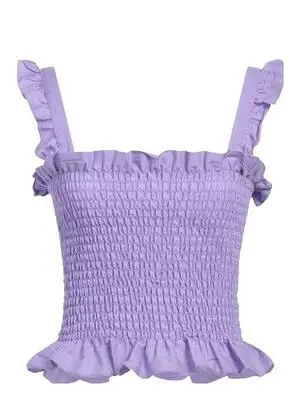 LIU •JO Shirred Sleeveless Top - Purple