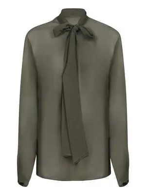 Alaïa Georgette Blouse With Bow Detail - Green