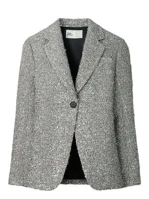 Tory Burch Tweed Blazer - Metallic Silver