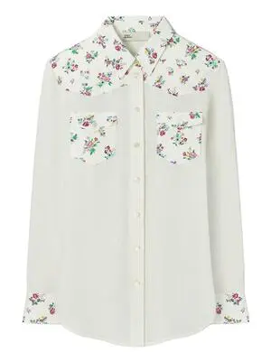 Tory Burch Western Linen Shirt - Multi Ditsy Floral