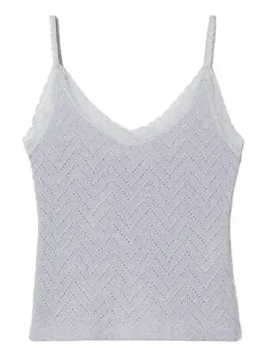 Tory Burch Lace Pointelle Camisole - Platinum/metallic Blue