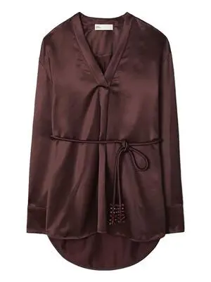 Tory Burch Viscose Satin Top Dark Sangria