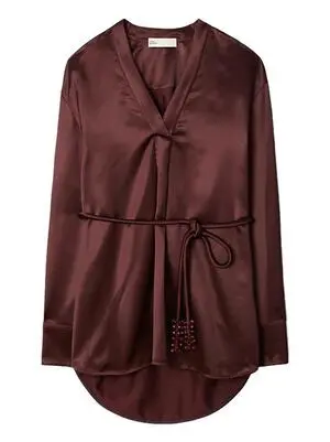Tory Burch Viscose Satin Top - Merlot