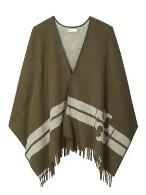 Tory Burch Striped Wool Cape - Chocolate