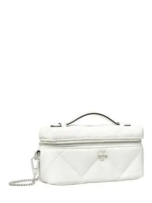 Tory Burch Kira Diamond Quilt Distressed Charm Vanity Case - Blanc