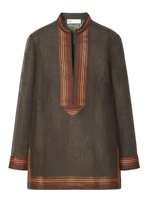 Tory Burch Linen Tunic - Dark Mocha