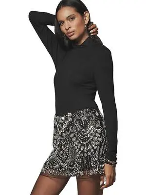 Anthropologie Crystal-embellished Skort - Black