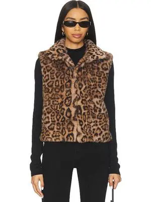 Adrienne Landau Printed Faux Fur Vest - Brown