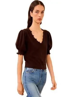 Ulla Johnson Polline Short Sleeve Top Wenge