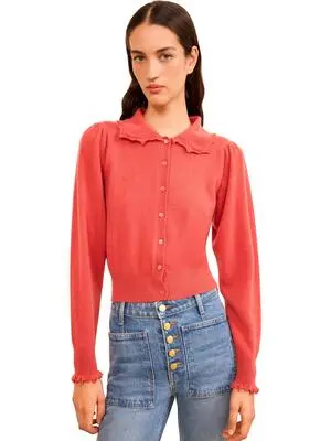Ulla Johnson Kalila Collared Cardigan - Coral
