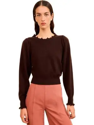 Ulla Johnson Adette Long Sleeve Pullover Knit Sweater - Wenge