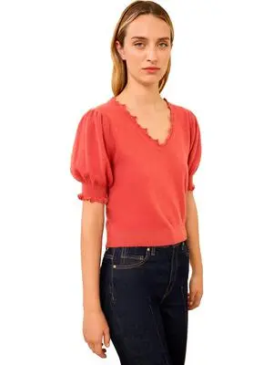 Ulla Johnson Polline Short Sleeve Top Coral