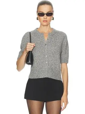 W. CASHMERE Clara Short Sleeve Cardigan - Cloudy
