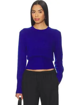 W. CASHMERE Laurel Cinched Waist Sweater - Cobalt