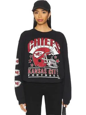 Junk Food Chiefs Glitter Helmet Crew Fleece - Black