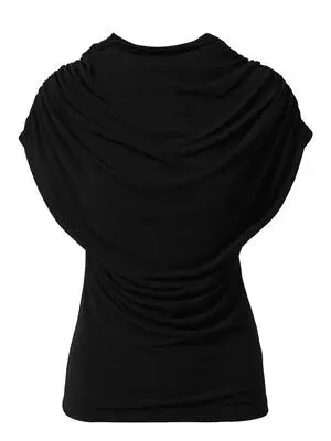 VIVEH Cap-sleeve Turtleneck Top - Black