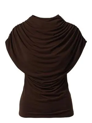 VIVEH Cap-sleeve Top - Brown