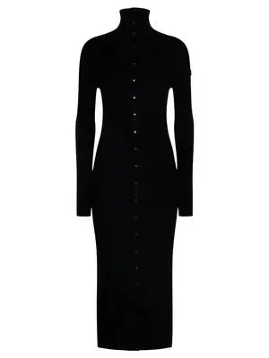 Moncler Ribbed Knit Midi Dress - Black