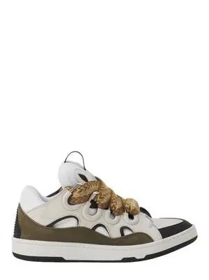 LANVIN Leather Curbin Sneakers - Blanc/kaki