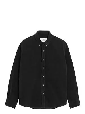 Ami Black Cotton Button Down De Coeur Shirt - Anthracite