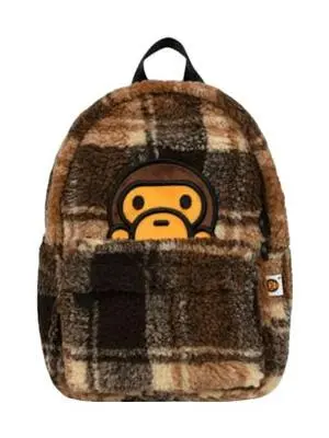 A BATHING APE Sherpa Fur Mini Backpack - Beige