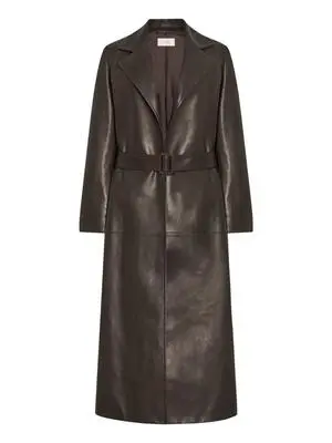 THE ROW Raisa Leather Trench Coat - Coffee