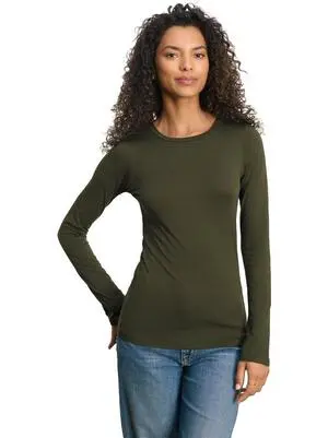 Velvet By Graham & Spencer Fitted Long Sleeve Tee - Green