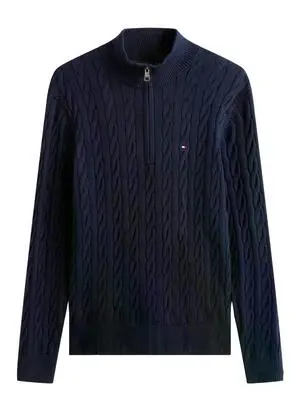 Tommy Hilfiger Cable-knit Half-zip Sweater - Blue
