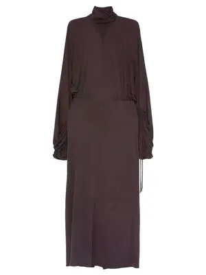 LANVIN Gathered Midi Dress - Brown