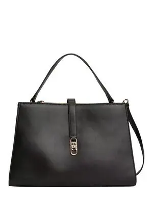 Tommy Hilfiger Top-handle Shoulder Bag With Logo Plaque - Black