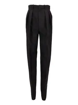 Saint Laurent Pleated Front Straight Trousers - Black