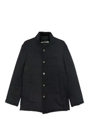 BARBA NAPOLI Quilted Button Coat - Blue