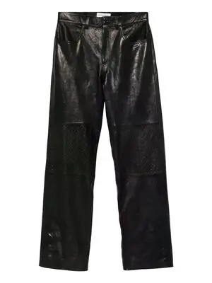 MARINE SERRE Moonogram Embossed Leather Trousers - Black