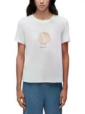 OSKLEN Shell-print Raw-edge T-shirt - White