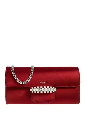 JIMMY CHOO Crystal Chain Wallet - Red