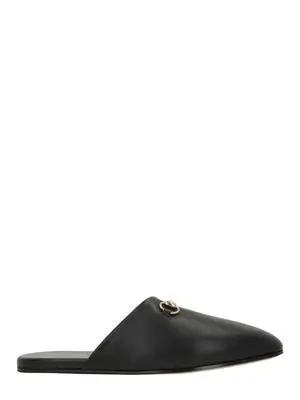 Gucci Horsebit Leather Mules - Black