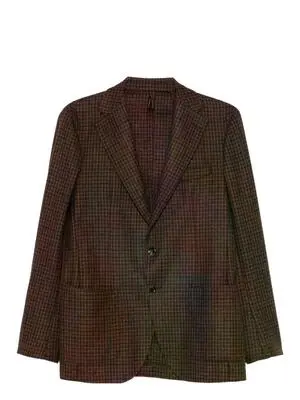 DELL'OGLIO Check Single-breasted Blazer - Brown