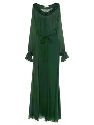 Raquel Diniz Kate Ruffled Tie Maxi Dress - Green