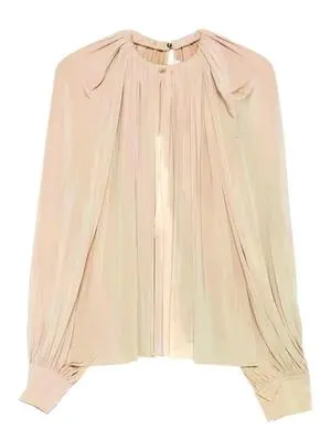 FERRAGAMO Gathered Long-sleeve Blouse - Neutrals