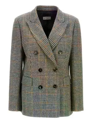 Alberto Biani Double-breasted Check Jacket - Grey