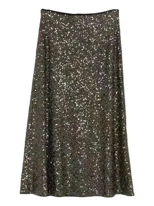 LUISA CERANO Sequin-embellished Midi Straight Skirt - Brown