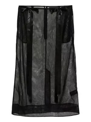 Simone Rocha Ribbon-embellished Mesh Skirt - Black